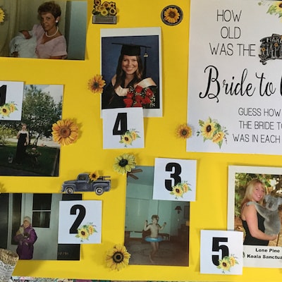 How Old Were Was Bride Game Guess Her Age Bridal Shower Activity Game ...