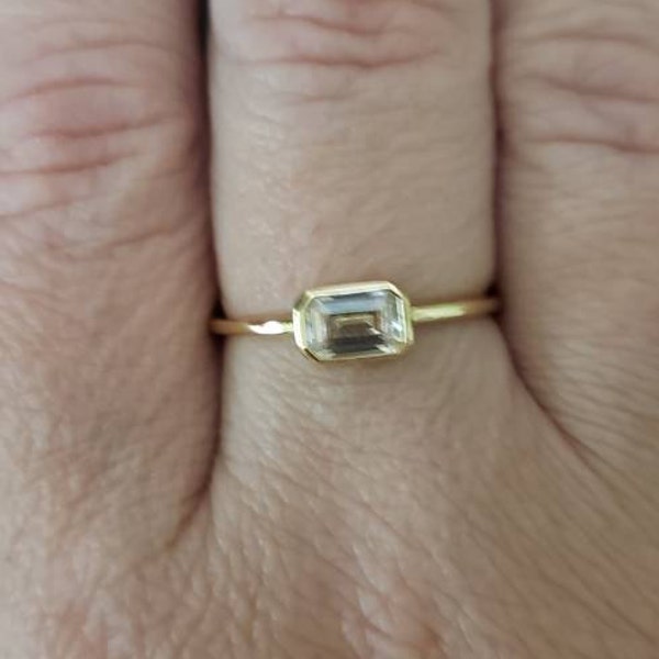 Baguette Ring, Rectangle Ring, Bezel Set Ring, Bezel Set Engagement ...