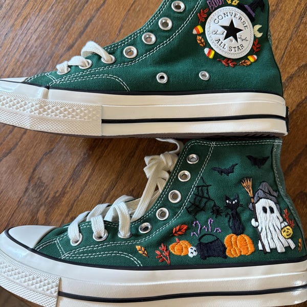Turtle Embroidered Converse, Custom Converse Chuck Taylor 1970s Turtle ...