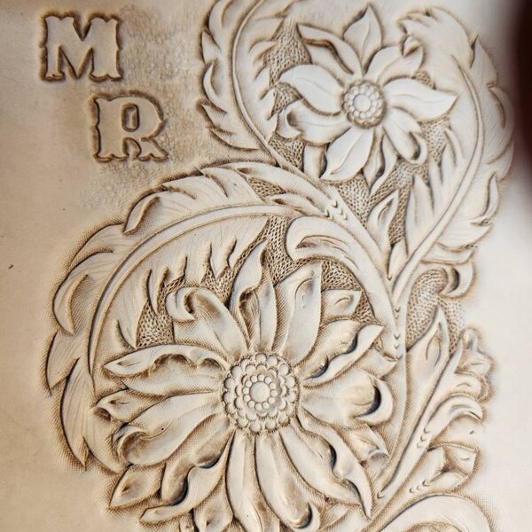 Leather Tooling Element -feathers-sunflowers-daisy Floral Vines- Carving Design Tracing Pattern ...