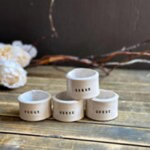 Personalized Napkin Rings Handmade Ceramic Engraved Napkin Ring Family ...
