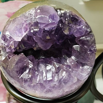 Natural Amethyst Geode Sphere/druzy Amethyst Crystal Sphere/amethyst ...