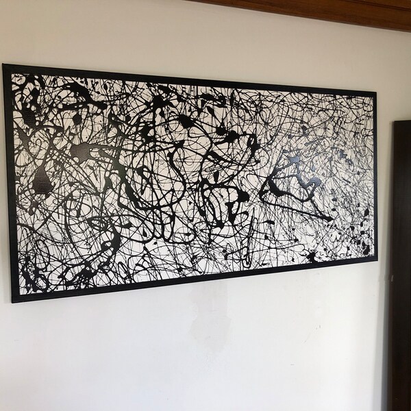 Jackson Pollock Style 30 X 40 Original Painting Abstract Black and ...
