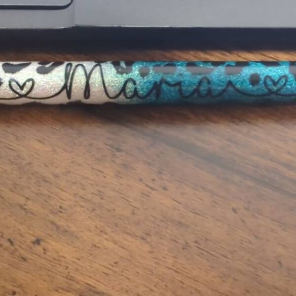 Personalized Epoxy Glitter Black Ink Pen: Refillable - Etsy