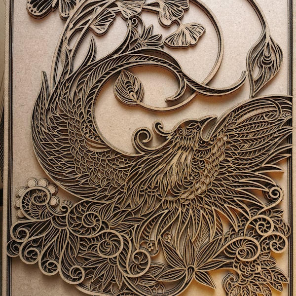 The Phoenix | Laser Cut File for Creating 3D Multilayer Phoenix Laser ...