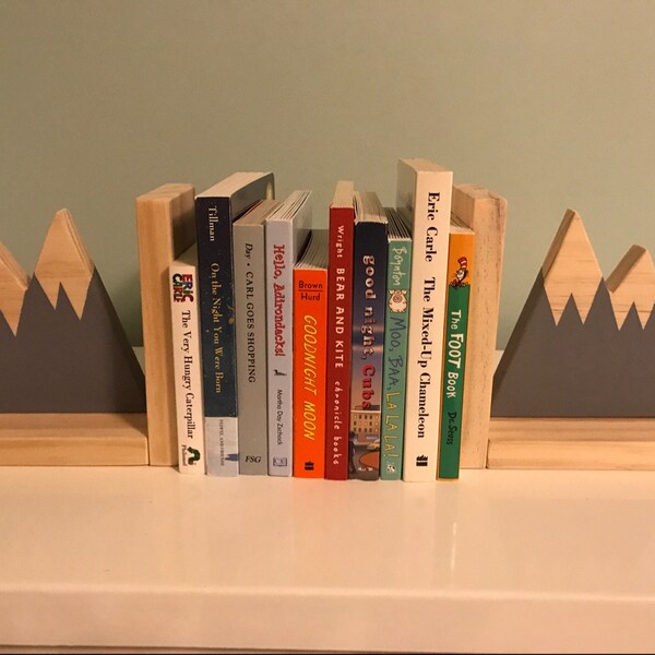 Gray Mountain Bookends, Bookends for Kids, Child Bookend, Mountain ...