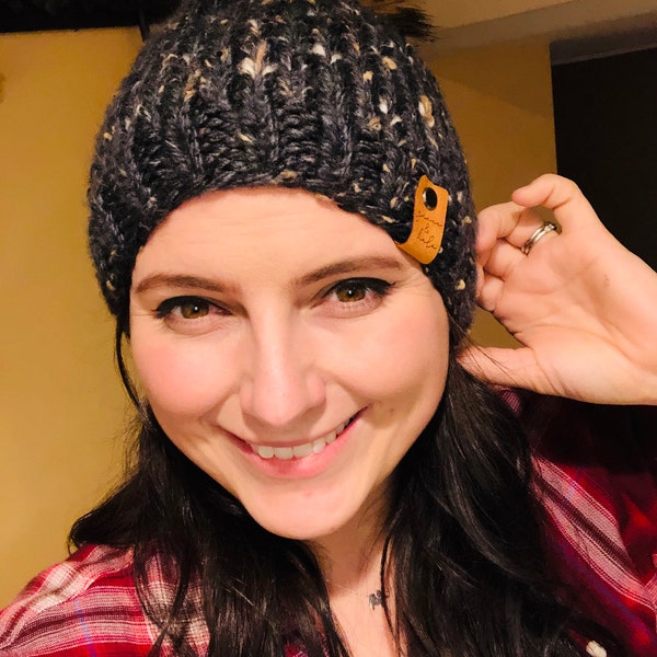 Chocolate Brown Knit Hat, Merino Wool Knit Beanie With Fold Over Brim ...