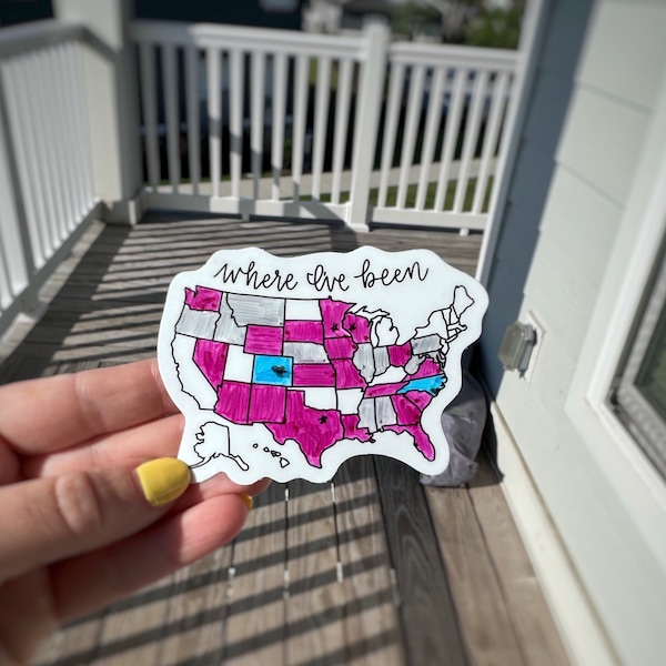 Where I've Been Map Vinyl Sticker | United States USA Waterproof Decal ...