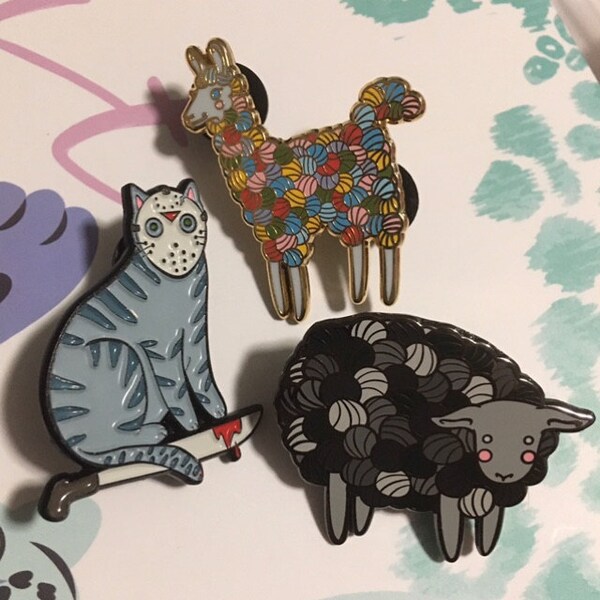 Enamel Pin Pack - Pin Set - Cat Enamel Pin - Pin Sale - Bowie Cat ...
