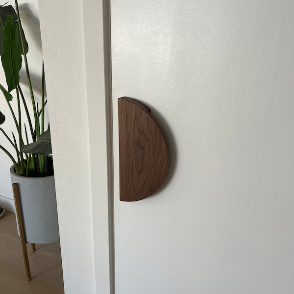 Large Half Moon Pulls, Wood Handles in Oak, Walnut, Pine, Mahogany ...