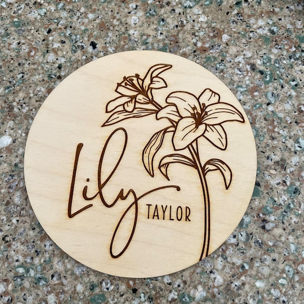 Lily Engraved Wooden Baby Name Sign: Newborn Photo Prop - Etsy