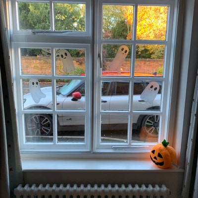 Cute White Ghosts Window Sticker Pack, Ghost Window Stickers, Halloween ...