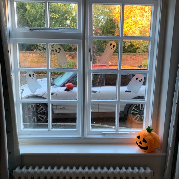 Cute White Ghosts Window Sticker Pack, Ghost Window Stickers, Halloween ...
