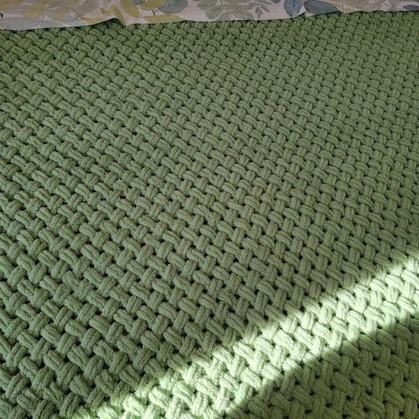 Puffy Blanket, Warm and Plush Blanket, Hand Knit Blanket, Bed Throw ...