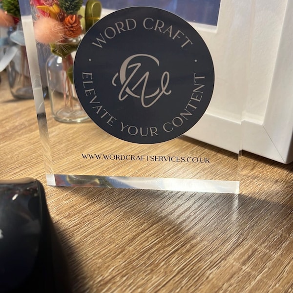 Personalized Business Company Logo Desk Display Printed Acrylic Glass ...