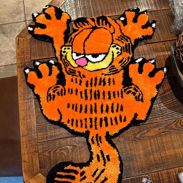 Orange Cat Cartoon Tufted Rug / %100 HANDMADE - Etsy