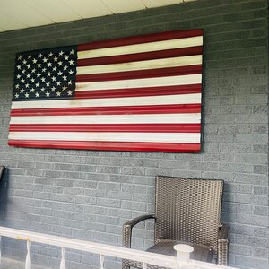 Rustic Metal Flag, 27 X 48, Salvaged Barn Metal, US Flag, Distressed ...