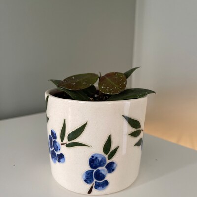 Blueberry Planter Succulent Blue Decor Pattern Ceramic Pottery Handmade ...