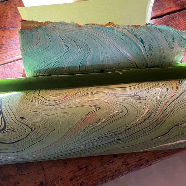 Kelly Green With Gold—5 Sheets Text Weight Handmade Fair Trade Marble ...