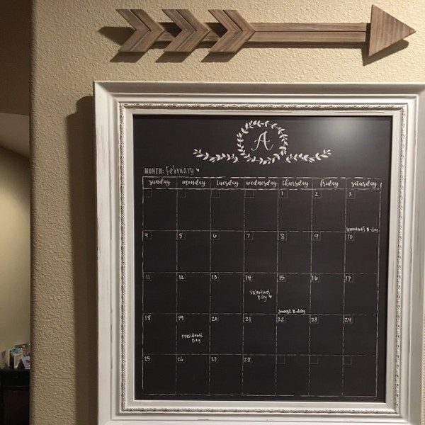Wall Calendar, Monogram Chalkboard Dry Erase Calendar Vertical 18 X 24 ...