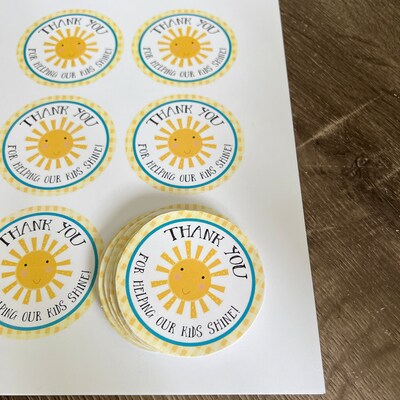 PRINTABLE Thank You for Helping Our Kids Shine Sunshine Teacher ...