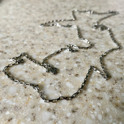 Gold Glitter Chain Necklace Stainless Steel Flat Link Chain - Etsy