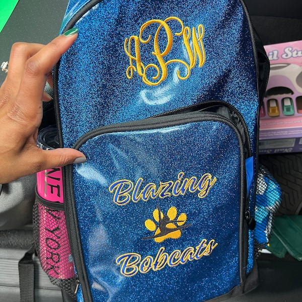 Personalized Embroidered GLITTER Backpack Cheer Bag Sports Backpack - 6 ...