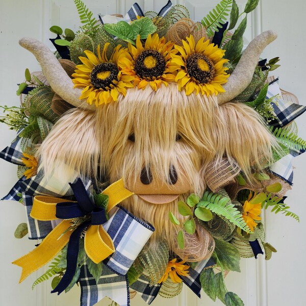 Highland Cow Wreath Attachment, Highland Cow for Your Door, Cow Wall ...
