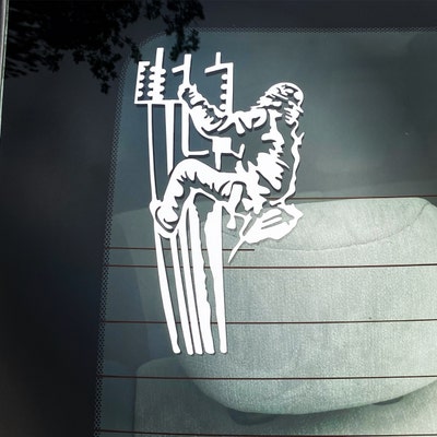 Ironworker Climbing Ibeam Vinyl Decal © Laced up Decals Sku:ironworker ...