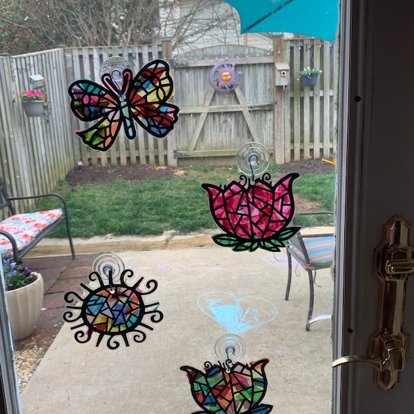 Spring Garden Suncatcher Kit - Tissue Paper Collage - Kids Stained ...