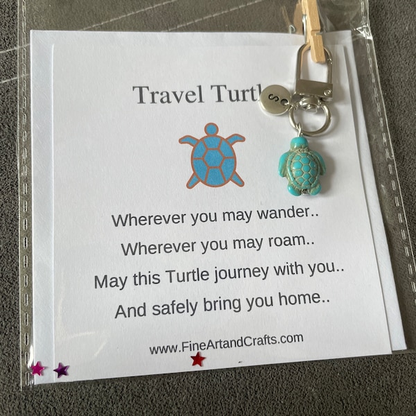 Turtle Keychain, Turtle Keyring, Personalised Gift, Travel Turtle ...