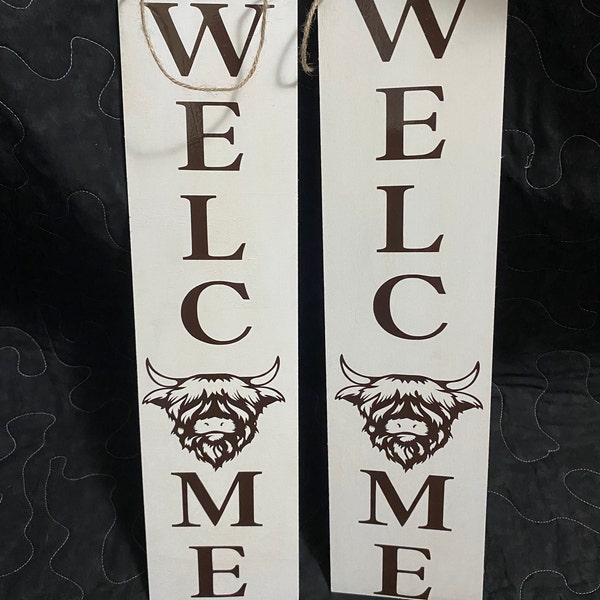 Welcome Highlander Cow SVG | Tall Porch Sign | Welcome Sign | Cow Head ...