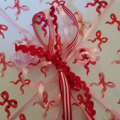 Wrapping Paper: Red Bows gift Wrap, Birthday, Holiday, Christmas - Etsy