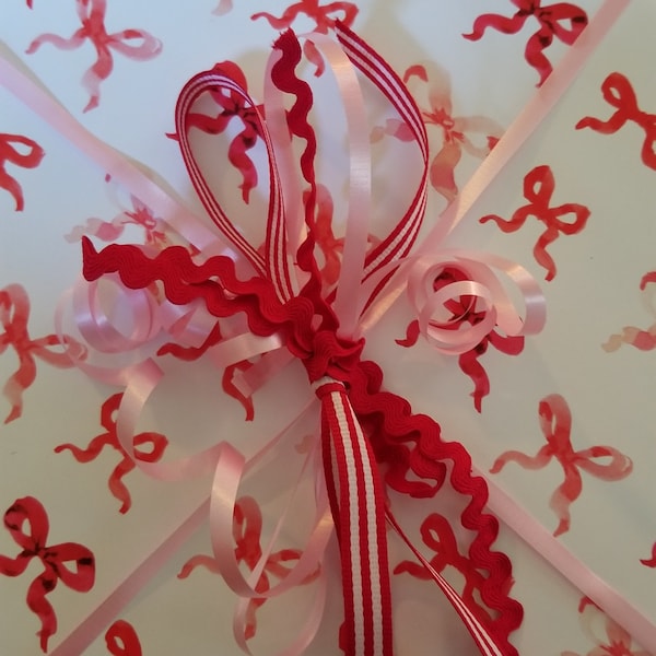 Wrapping Paper: Red Bows {gift Wrap, Birthday, Holiday, Christmas} - Etsy