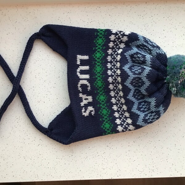 Personalized Boys Winter Hat, Custom Knitted Hat for Girls, Knitted Ear ...