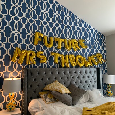 Future Mrs Balloon Banner W/ Custom Name Letter Balloons Gold, Silver ...