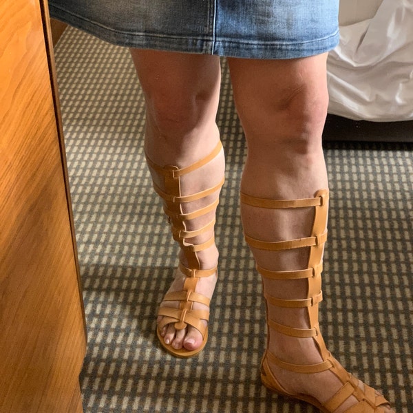 Leather Gladiator Sandals: Knee High Greek Spartan Style - Etsy