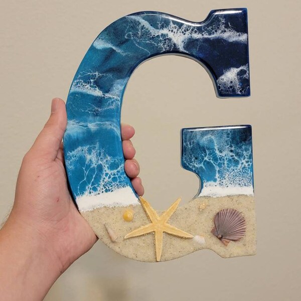 Personalized Beach Letter for Wall | Monogram Initial Decor | Surf Art ...