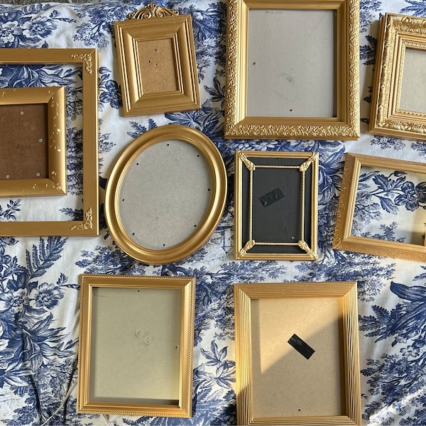 Metallic Champagne Gold Picture Frame Set - Custom Gallery Wall ...