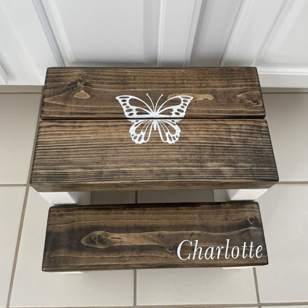 Personalized Rustic Kids Step Stool With Graphic - Etsy