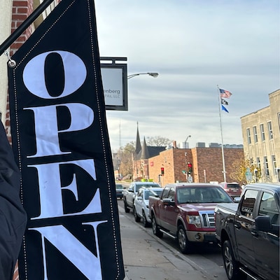 BASIC OPEN Flag Double Sided Heavy Weight Canvas Handmade Pole ...