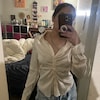 Ruched Button up Satin Blouse. Placket Front Detail Long Sleeves, Low ...