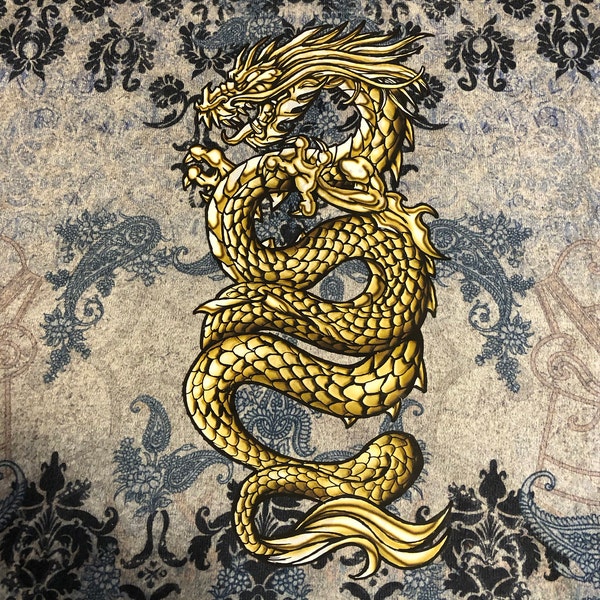 Gold Dragon Iron-on Heat Transfer, Fantasy DTF Transfers, Home Iron ...