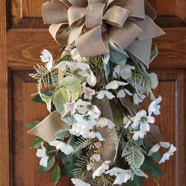 Burlap Bow, Country, Farm House Wreath Bow, Natural Linen Burlap Wired ...