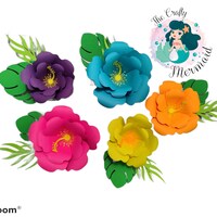 Svg Paper Flower Hibiscus Template, TROPICAL SET Hawaiian Flower,3 ...