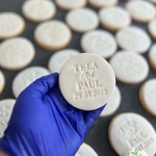 CUSTOM Wedding Names and Date Cookie Biscuit Stamp (fits M&S ...