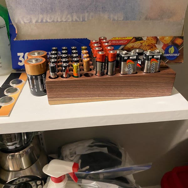 Wooden Battery Organizer | Battery Dispenser | Battery Storage ...