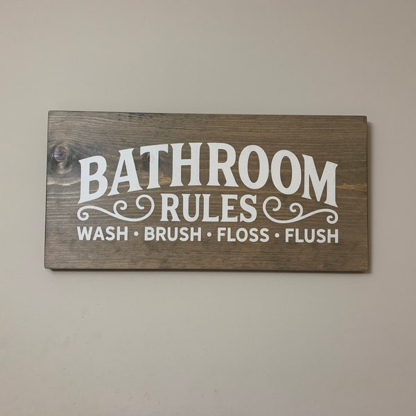 Rustic Bathroom Rules Sign / Bathroom Decor / Wood Bathroom Sign ...