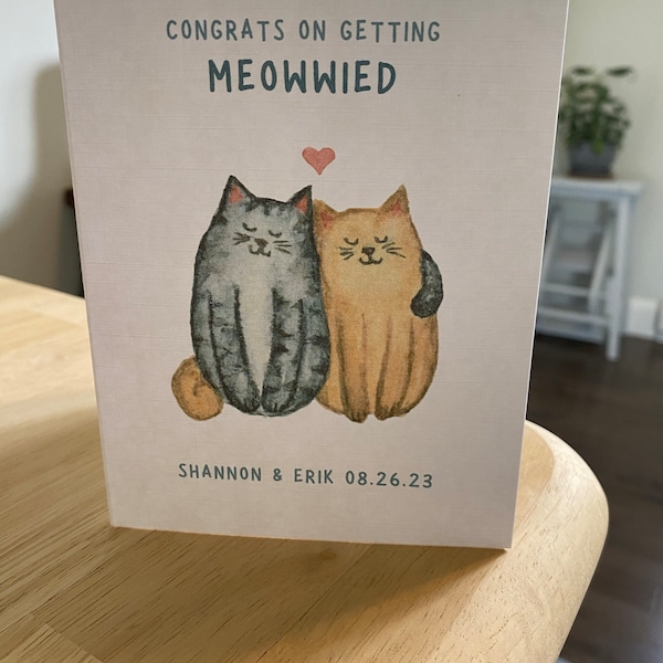 Cute Cats Wedding Card, Congratulations Engagement / Marriage Card for ...