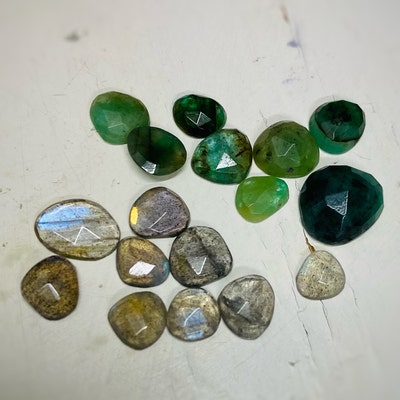 13 Piece Natural Vessonite Rose Cut Both Side, 19 Carats Top Green ...